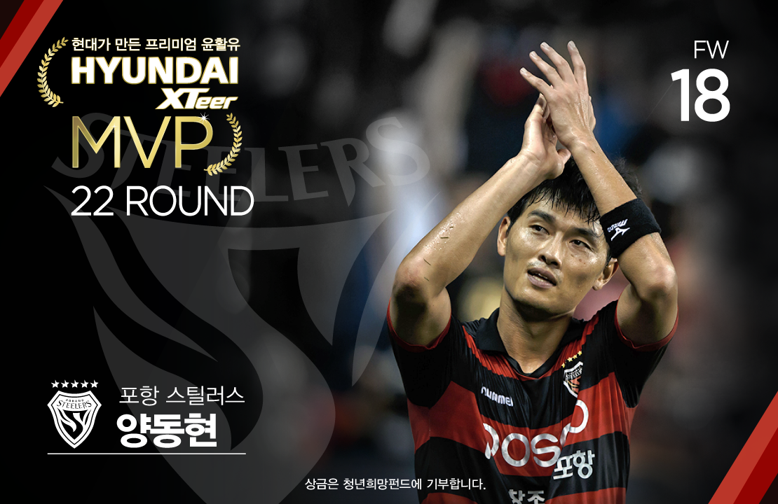 [K리그] '시즌 10호 골' 포항 양동현, 22R MVP 선정