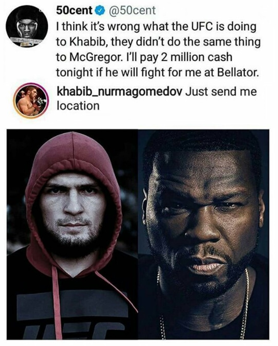 [UFC] 50센트 제안에 화답한 하빕…"당신은 진짜 사나이"