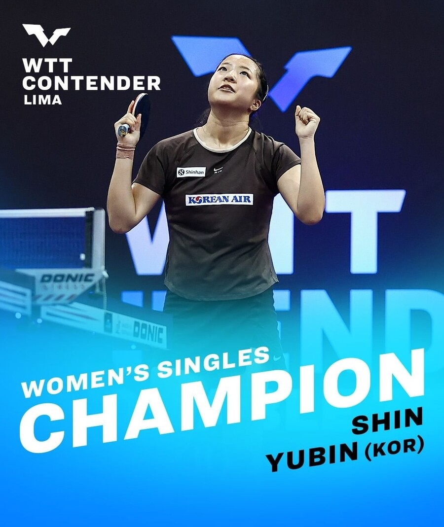 [WTT] 역시 '에이스' 신유빈, 컨텐더 리마 단식-복식 휩쓸며 2관왕 등극(종합)