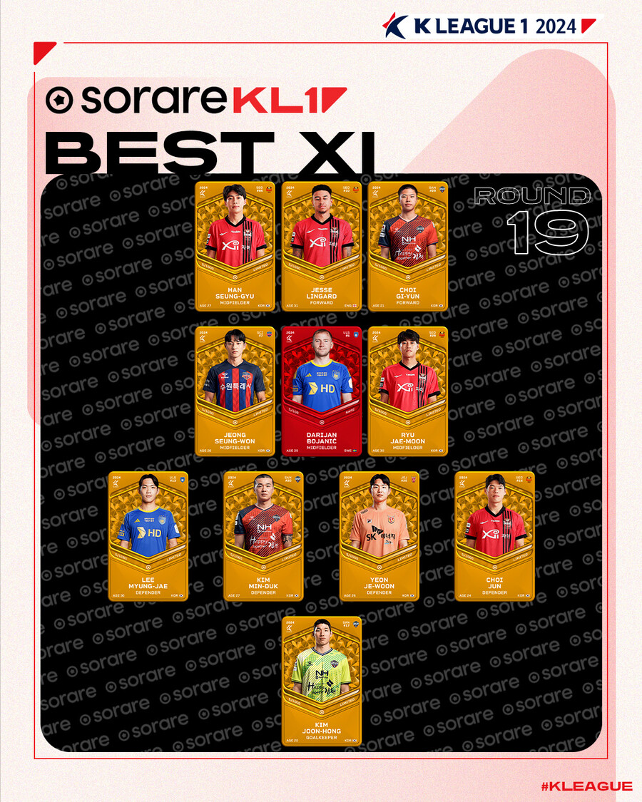 '데뷔골' 린가드 19R 베스트 팀 선정…MVP는 울산 보야니치