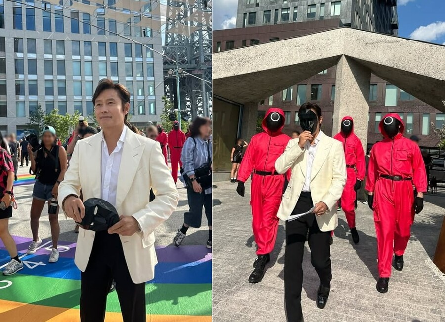 이병헌, 뉴욕서 글로벌 인기 만끽..'오겜' 프론트맨에 사진+사인 요청 세례